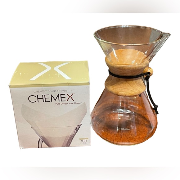 Chemex | Kitchen | Chemex Pour Over Coffee Maker Glass Decanter Embossed Coffee With 2 Box ...